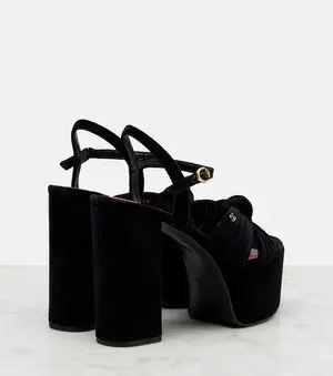 Valentino Garavani Crasher 125 Velvet Platform Sandals - Black