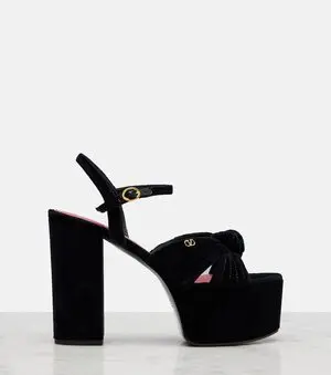 Valentino Garavani Crasher 125 Velvet Platform Sandals - Black