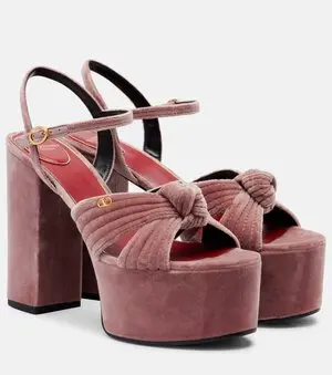Valentino Garavani Velvet Crasher Platform Sandals - Pink