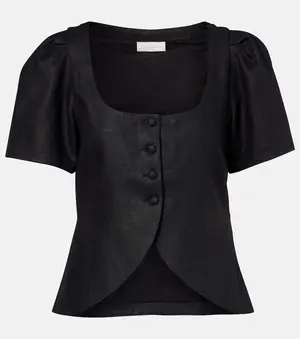 Black Linen Tops