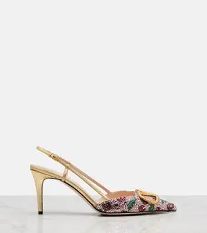 Valentino Garavani Vlogo 80 Embellished Slingback Pumps - Multicoloured