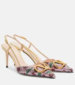 Valentino Garavani Vlogo 80 Embellished Slingback Pumps - Multicoloured