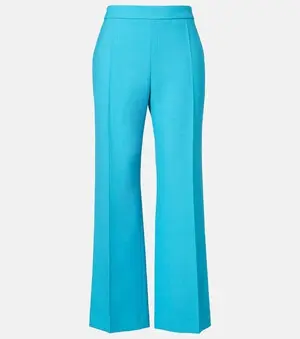 Chloé Cropped Virgin Wool Crêpe Straight Pants - Blue