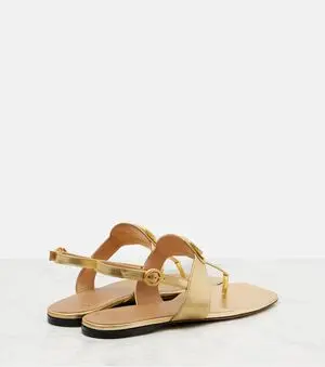 Valentino Garavani Vlogo Metallic Leather Thong Sandals