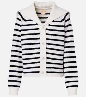 Jardin Des Orangers Striped Wool And Cashmere Cardigan - White