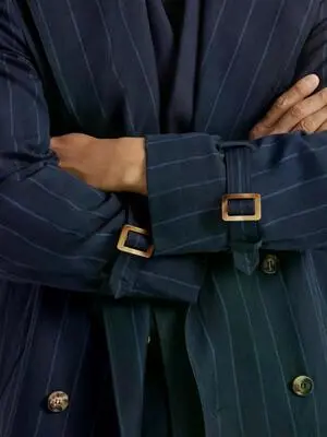 Brunello Cucinelli Striped Trench Coat - Blue