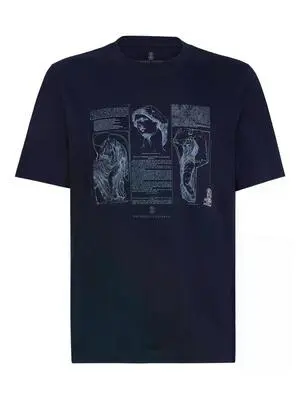 Brunello Cucinelli Crew-neck Graphic-print T-shirt - Blue