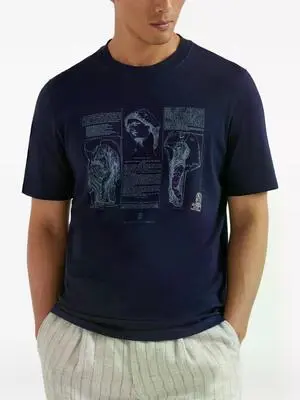 Brunello Cucinelli Crew-neck Graphic-print T-shirt - Blue