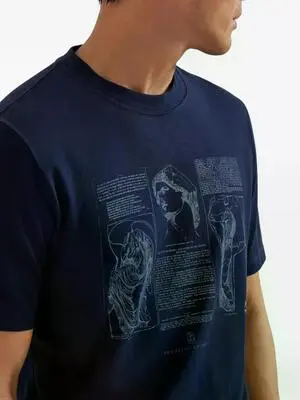 Brunello Cucinelli Crew-neck Graphic-print T-shirt - Blue