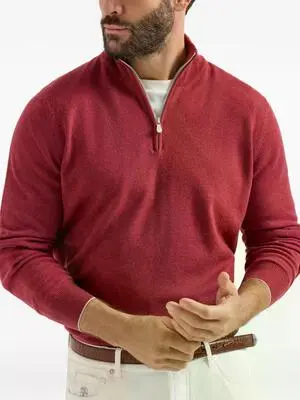 Brunello Cucinelli Half-zip Cashmere Sweater - Red