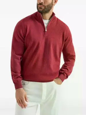 Brunello Cucinelli Half-zip Cashmere Sweater - Red