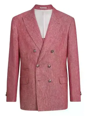 Brunello Cucinelli Flap Pockets Buttons Denim Blazer - Red