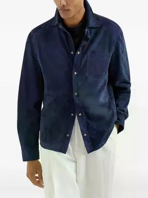 Brunello Cucinelli Suede Overshirt - Blue