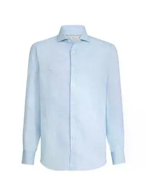 Brunello Cucinelli Linen Easy Fit Shirt With Spread Collar - Blue