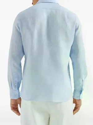 Brunello Cucinelli Linen Easy Fit Shirt With Spread Collar