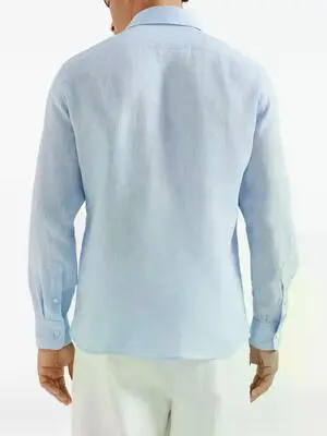 Brunello Cucinelli Linen Easy Fit Shirt With Spread Collar