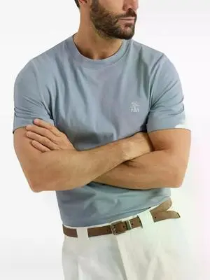 Brunello Cucinelli Crew-neck Logo-detail T-shirt - Blue