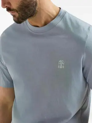 Brunello Cucinelli Crew-neck Logo-detail T-shirt - Blue