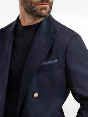 Brunello Cucinelli Geometric-patterned Silk Pocket Square - Blue