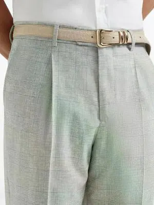 Brunello Cucinelli Prince Of Wales Check Virgin Wool Trousers - Grey