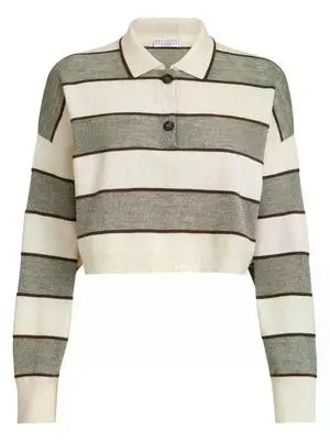 Brunello Cucinelli Striped-pattern Polo Shirt - Neutrals