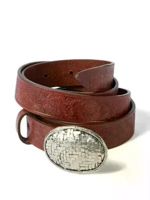 Brunello Cucinelli Leaf-motif Braided Buckle Belt - Brown