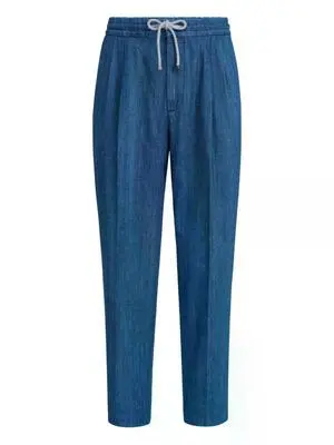 Brunello Cucinelli Pleated Drawstring Waist Jeans - Blue