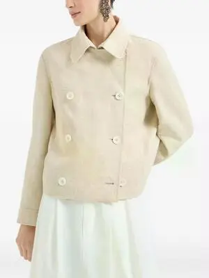 Brunello Cucinelli Monili-embellished Pea Coat - Neutrals