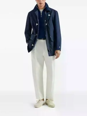 Brunello Cucinelli Zip Cotton Sweater - Blue