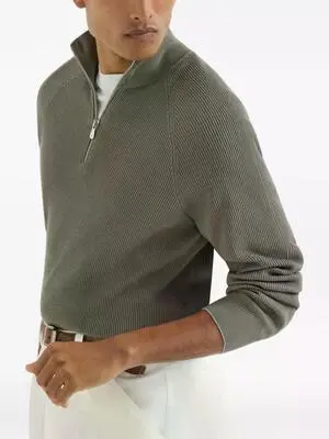 Brunello Cucinelli Rib Half-zip Sweater - Green