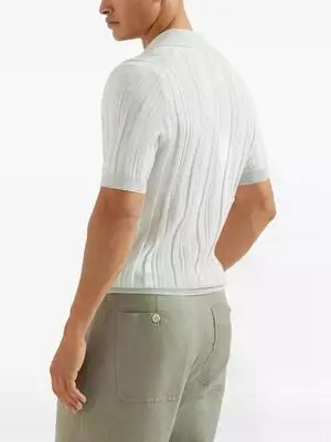 Brunello Cucinelli Ribbed Knit Polo Shirt - Grey