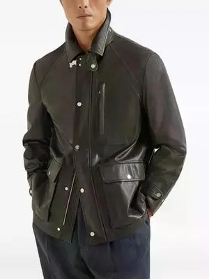 Brunello Cucinelli Calf Leather Jacket - Brown