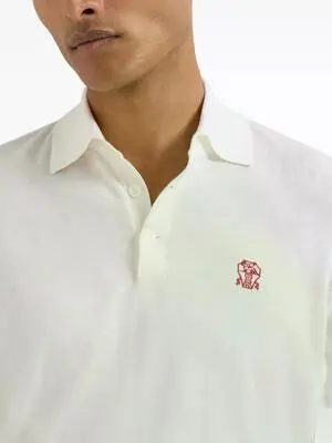 Brunello Cucinelli Butoon-fastening Logo-detail Polo Shirt - Neutrals