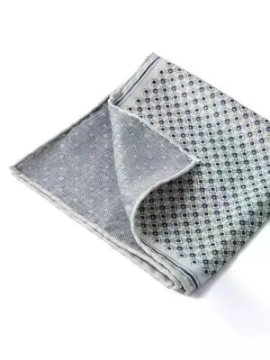 Brunello Cucinelli Geometric-pattern Silk Pocket Square Scarf - Grey