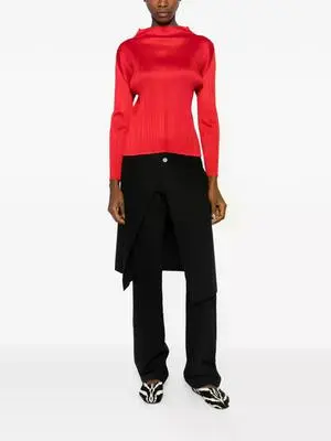 Issey Miyake Pleated Top - Red