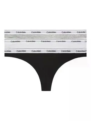 Calvin Klein Logo Waistband Thong 3-pack - Black
