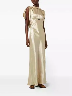 Miu Miu Long Satin Dress With Bow Accents