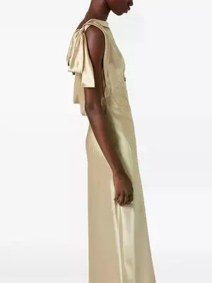 Miu Miu Long Satin Dress With Bow Accents