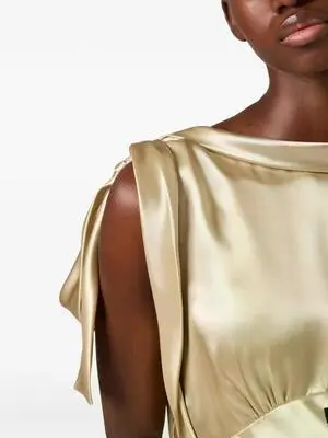 Miu Miu Long Satin Dress With Bow Accents