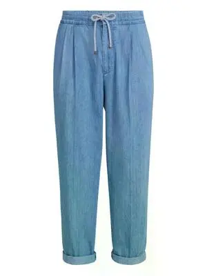 Brunello Cucinelli Drawstring-waist Pleated Jeans - Blue