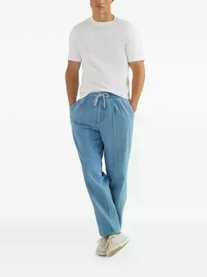 Brunello Cucinelli Drawstring-waist Pleated Jeans - Blue