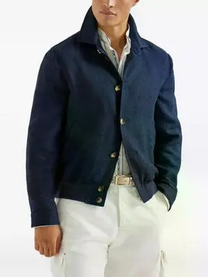 Brunello Cucinelli Navy Hopsack Shirt Jacket