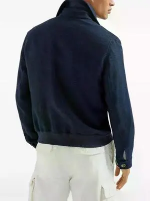 Brunello Cucinelli Navy Hopsack Shirt Jacket