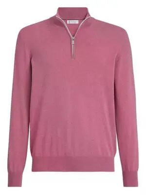 Brunello Cucinelli Cashmere Half-zip Sweater - Pink