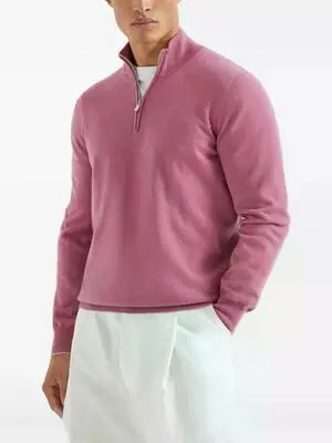 Brunello Cucinelli Cashmere Half-zip Sweater - Pink
