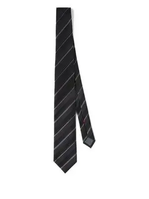 Brunello Cucinelli Striped Silk Neck Tie - Black