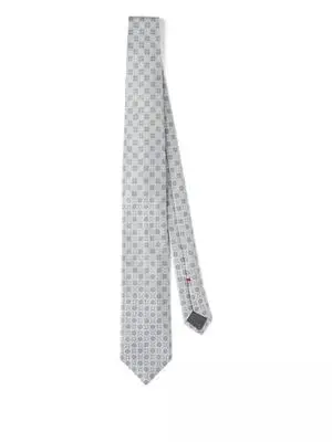 Brunello Cucinelli Geometric-patterned Silk Tie - Grey