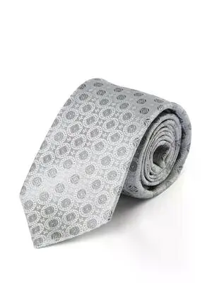 Brunello Cucinelli Geometric-patterned Silk Tie - Grey