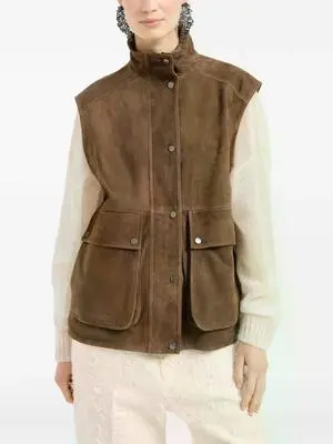 Brunello Cucinelli Monili-detail Front-pocket Vest - Brown
