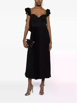 PARLOR Ruffled Pleated Midi Dress